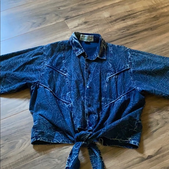 Vintage | Tops | Vintage Denim Style Tee | Poshmark